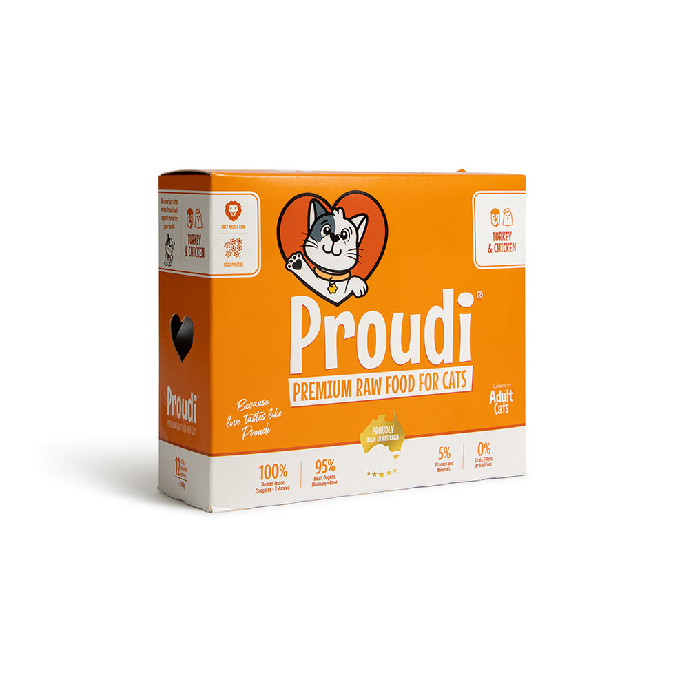 PROUDI Premium Frozen Turkey & Chicken Raw Cat Food 1.08Kg – Petso