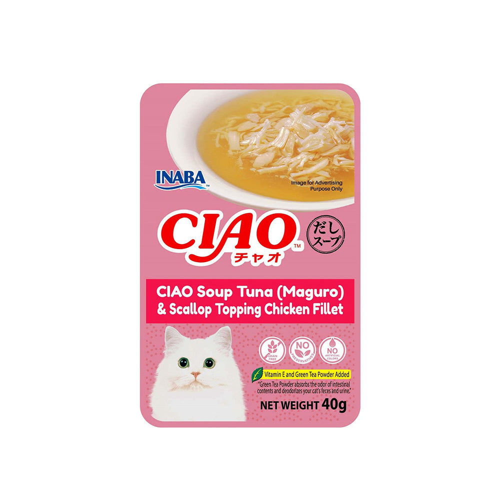 CIAO Chicken Fillet in Tuna Scallop Soup 40g | Cat Treats | Petso Au