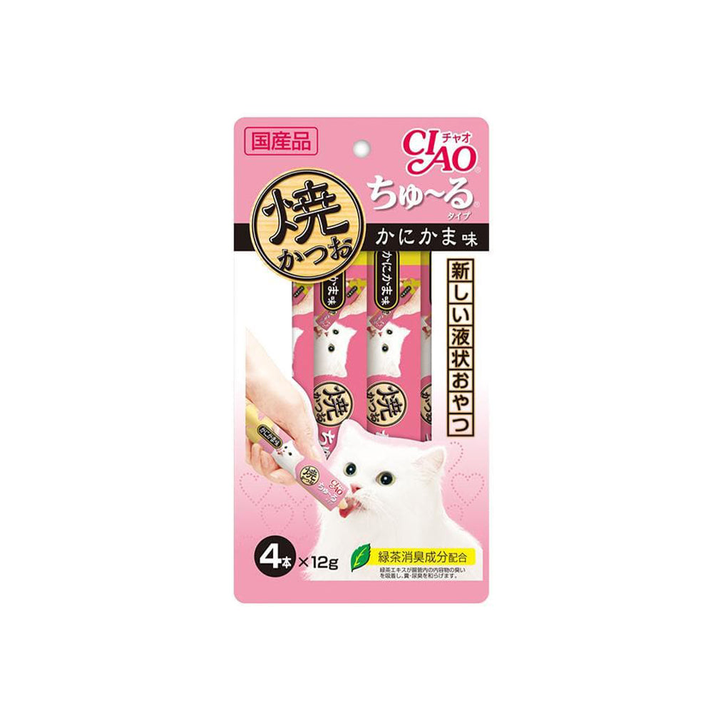 CIAO Grilled Tuna Churu Puree Crab Flavor 4x12g Wet Cat Treat | Petso