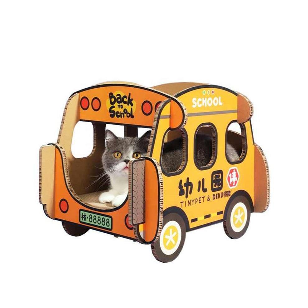 TINYPET School Bus Corrugated Paper Cat Scratcher | Petso Au